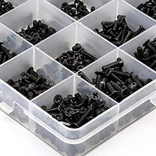 XIDIT 720Pcs Countersunk Flat Head Mini Screw Set M1.4 M1.7 M2 M2.5 Carbon Steel Computer Notebook Laptop Screws Kit