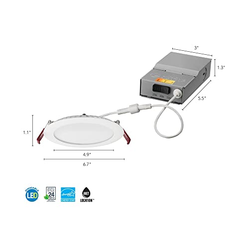 Lithonia Lighting WF6 30K40K50K 90CRI MW M6 LED color Temperature Selectable Ultra Thin Recessed Downlight, 3000K | 4000K | 5000K, White, 6 inch
