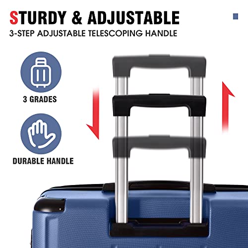 Merax Hardside Luggage Sets 3 Piece Luggage Set Carry On Expandable Luggage with TSA Lock Spinner Wheels for Men Women (Blue)