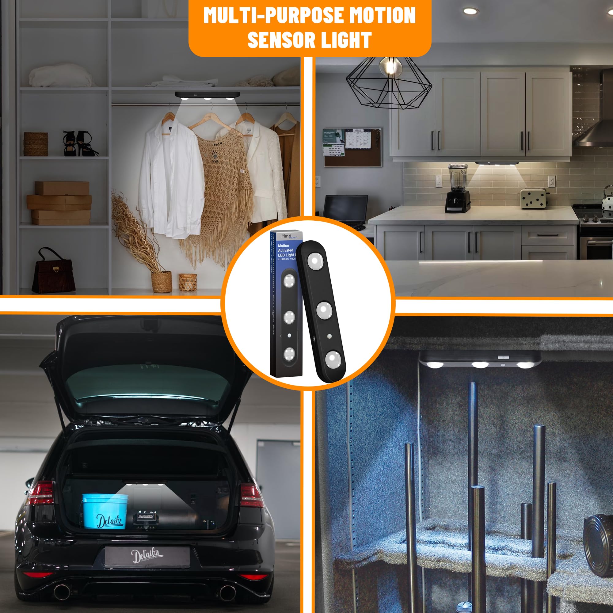 MIND&ACTION Gun Safe Lights,Motion Activated LED Light for Gun Safe Gun Cabinet, Ultra Bright Rotatable LED Lens for Directional Lighting Battery Powered (Black 1 Pack)