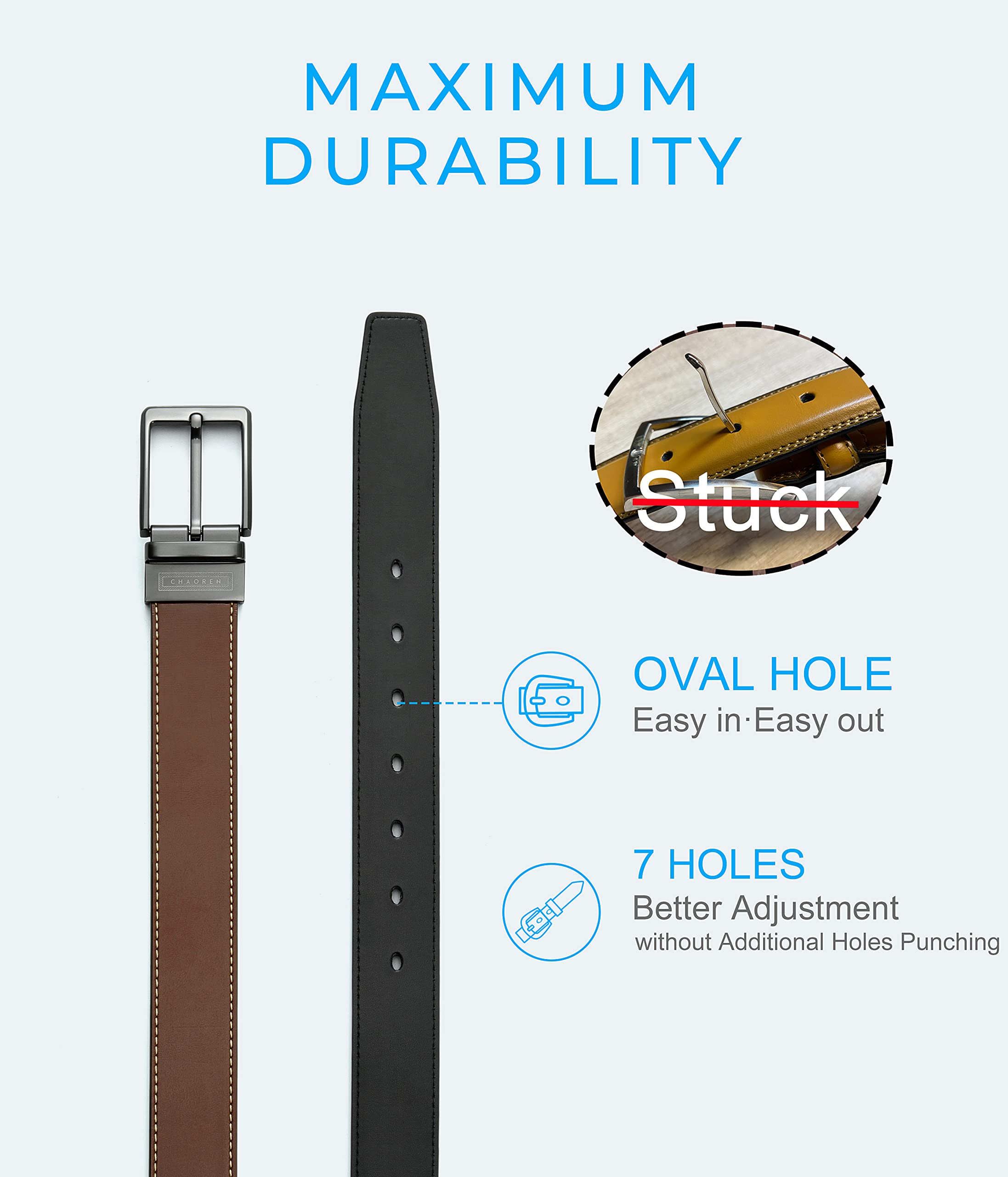 Reversible Belt for Women, CR 1.25" Womens Leather Belt for Jeans Pants - 2 Styles in One Belt