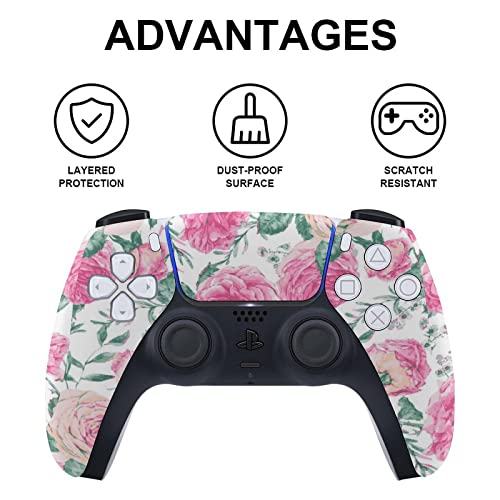 Vintage Floral Full Protective Skin Cover Design Wrap Decal Sticker Compatible with PS5 Digital Edition Console and Controller