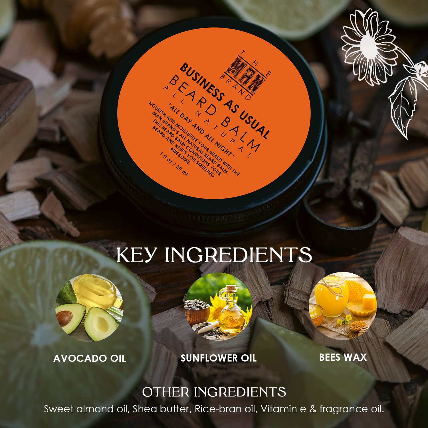 The Man Brand Beard Balm Sample Pack, 1 oz - Natural Beeswax Based Conditioning Balm for Beard Care, Four Horsemen Scent, 4 Fluid Ounces