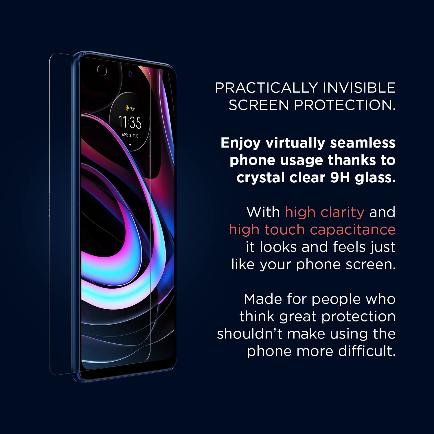 Motorola Moto Edge (2021) / Edge 5G UW Screen Protector- Strong 9H Tempered Glass for scratch and impact protection, anti fingerprints/smudge resistant [NOT for Edge, Edge+ 2020]