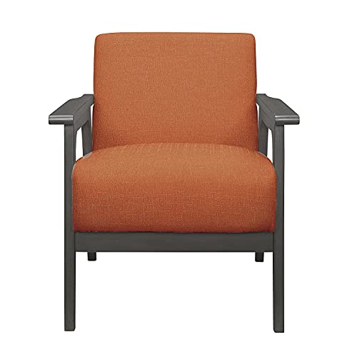 Lexicon Odis Fabric Upholstered Wood Arm Lounge Chair, Orange