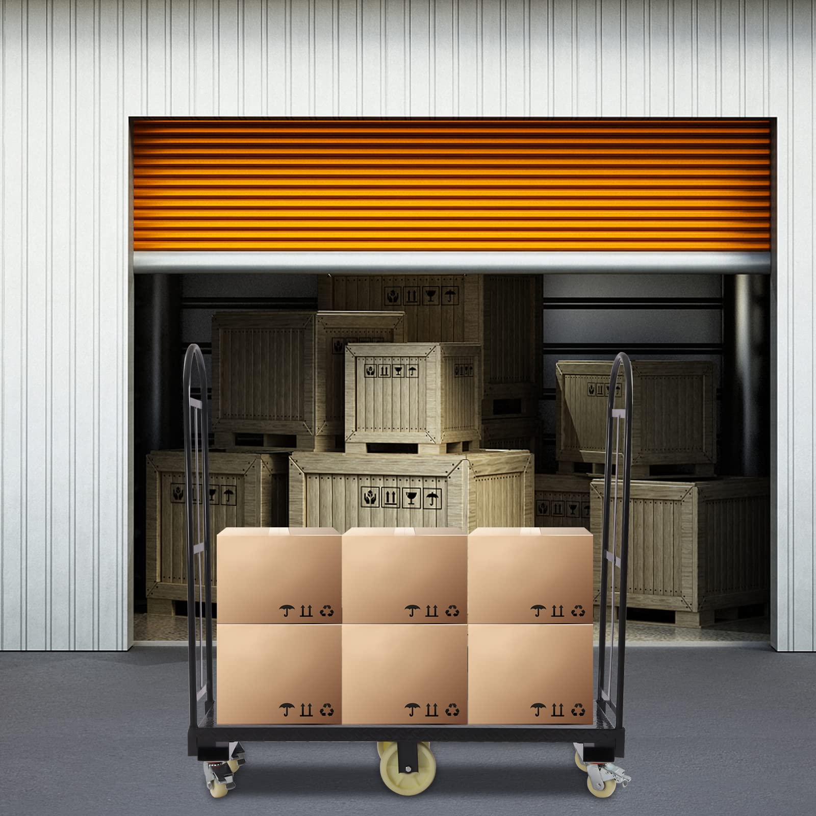 U-Boat Platform Truck Dolly 16" x 65 Heavy Duty Steel Platform Truck Dolly w/Removable Handles & Thick Steel Deck for Warehouses, Storage Rooms, Transportation Facilities, 2000Lbs