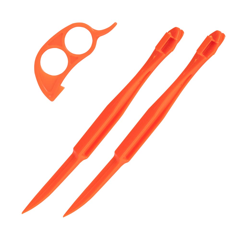 Soft Home Premium Plastic Orange Peeler Lemon Citrus Peel Cutter Vegetable Slicer Fruit Tools (Long Handle Type Orange 2 Pack;Mouse Type random color 1 Packďź