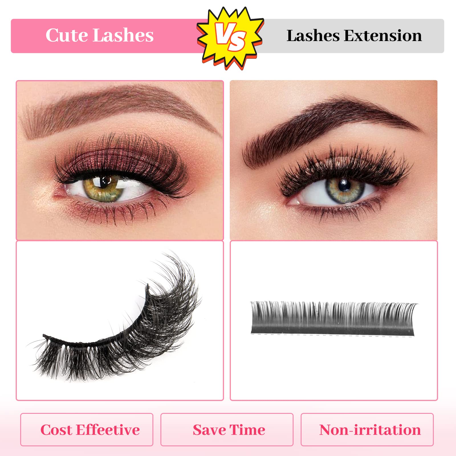MilyBest Lashes False Eyelashes Faux Mink Cat Eye Lashes Fluffy PestaƱas Postizas Wispy D Curl Volume Lashes Look Like Extension Pack Fake Eyelashes 10 Pairs