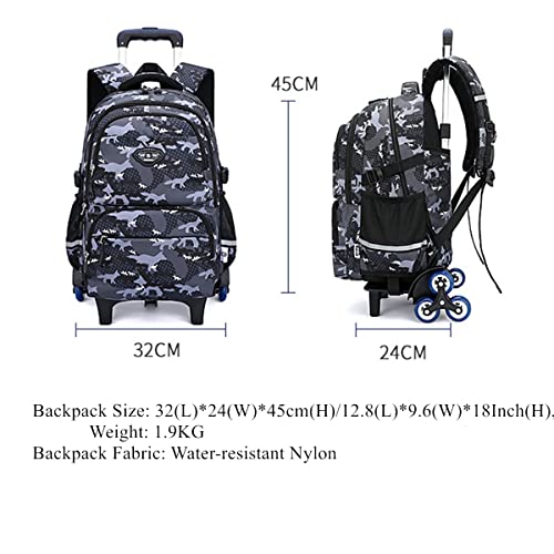 Mfikaryi Animal Prints Elemetary Rolling Backpack,Kids Wheeled School Book Bag,Casual Trolley Daypack for Boys