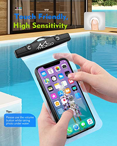 MoKo Waterproof Cellphone Pouch, [2 Pack] Underwater Phone Case Dry Bag with Lanyard Compatible with iPhone 12 Mini/12 Pro, iPhone 11 Pro/11 Pro Max, X/Xs/Xr/Xs Max/8/7, Samsung Note 10, S21/S20/S10