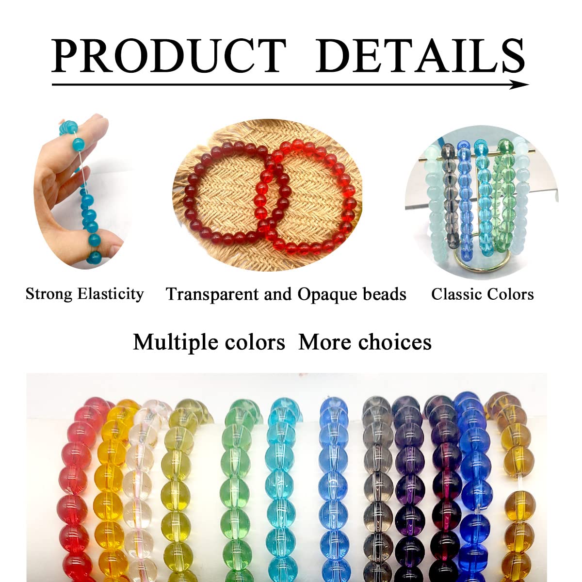 Svovin 24 Pcs 8mm Glass Crystal Beaded Bracelet Set for Women Men Elastic Stretch Round Bead Clear Crystal Handmade Bracelets