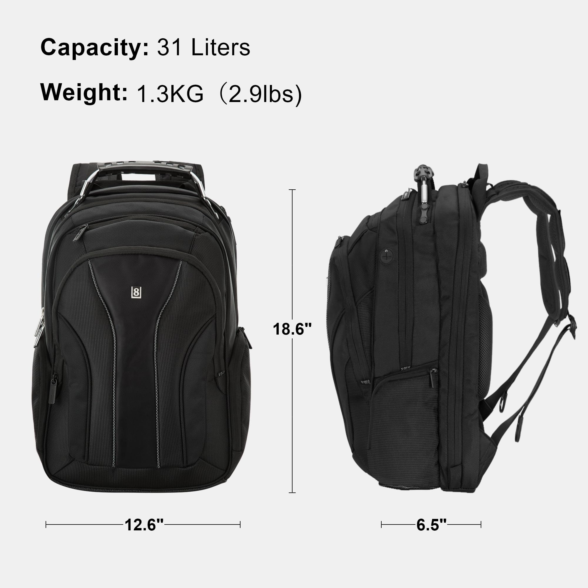 LEVEL8 Atlas Pro Laptop Backpack, Durable Business Backpack, Water-Resistant Computer Bag Fits 15.6" Laptop and Notebook - Navy Blue Pro