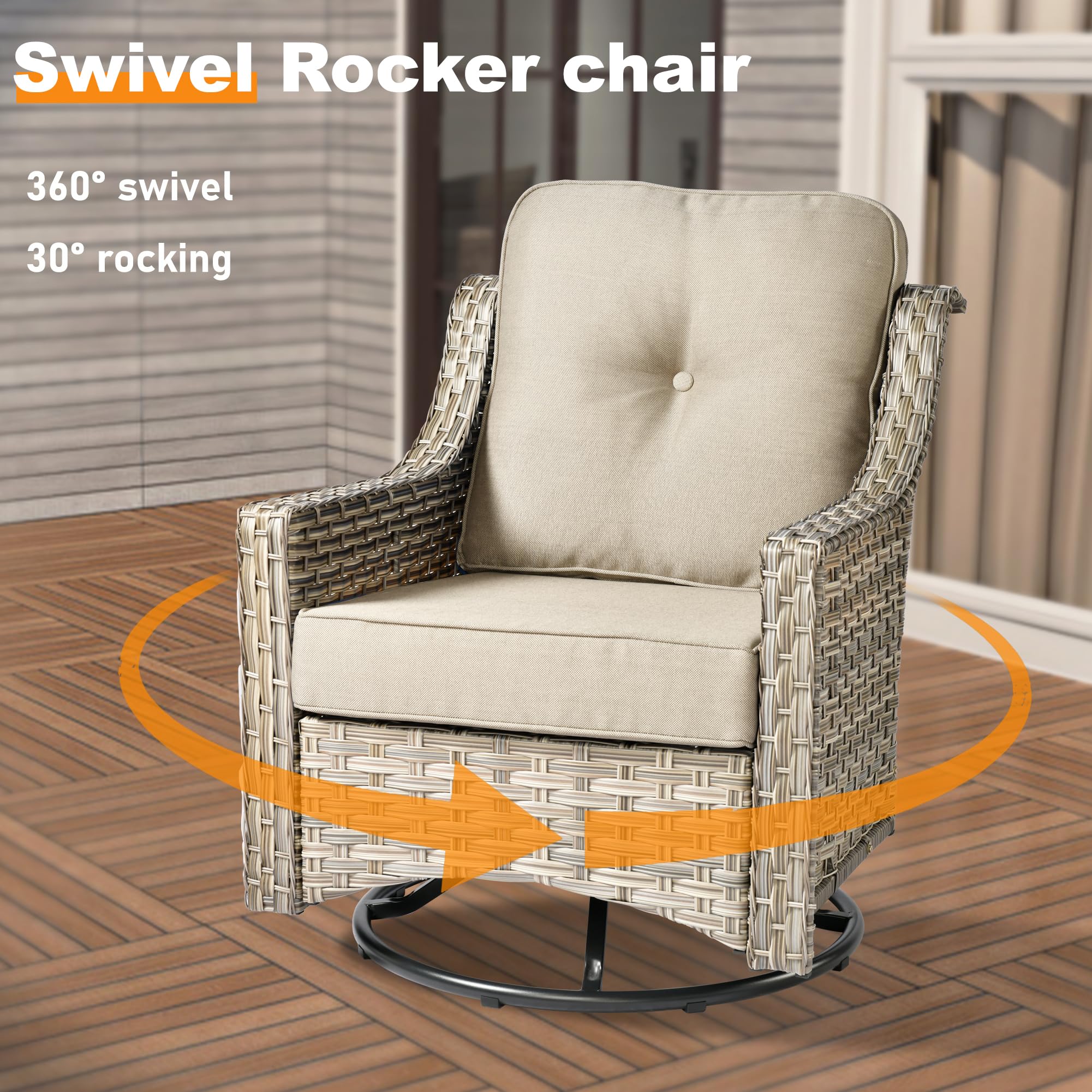XIZZI Wicker Outdoor Furniture Patio Furniture Set - Patio Conversation Set,Outside Rattan Sofa Set for Garden,Poolside,Backyard,Deck (Beige, 8PCS,9 Seats+Coffee Table)
