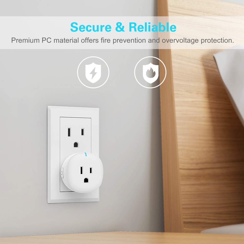 MoKo WiFi Smart Plug, [2 Pack] Mini WiFi Outlet Mini Socket Work with Alexa Echo, Google Home, SmartThings, APP Remote Control Timer Plug, 10A Only Supports 2.4GHz Network No Hub Required, White
