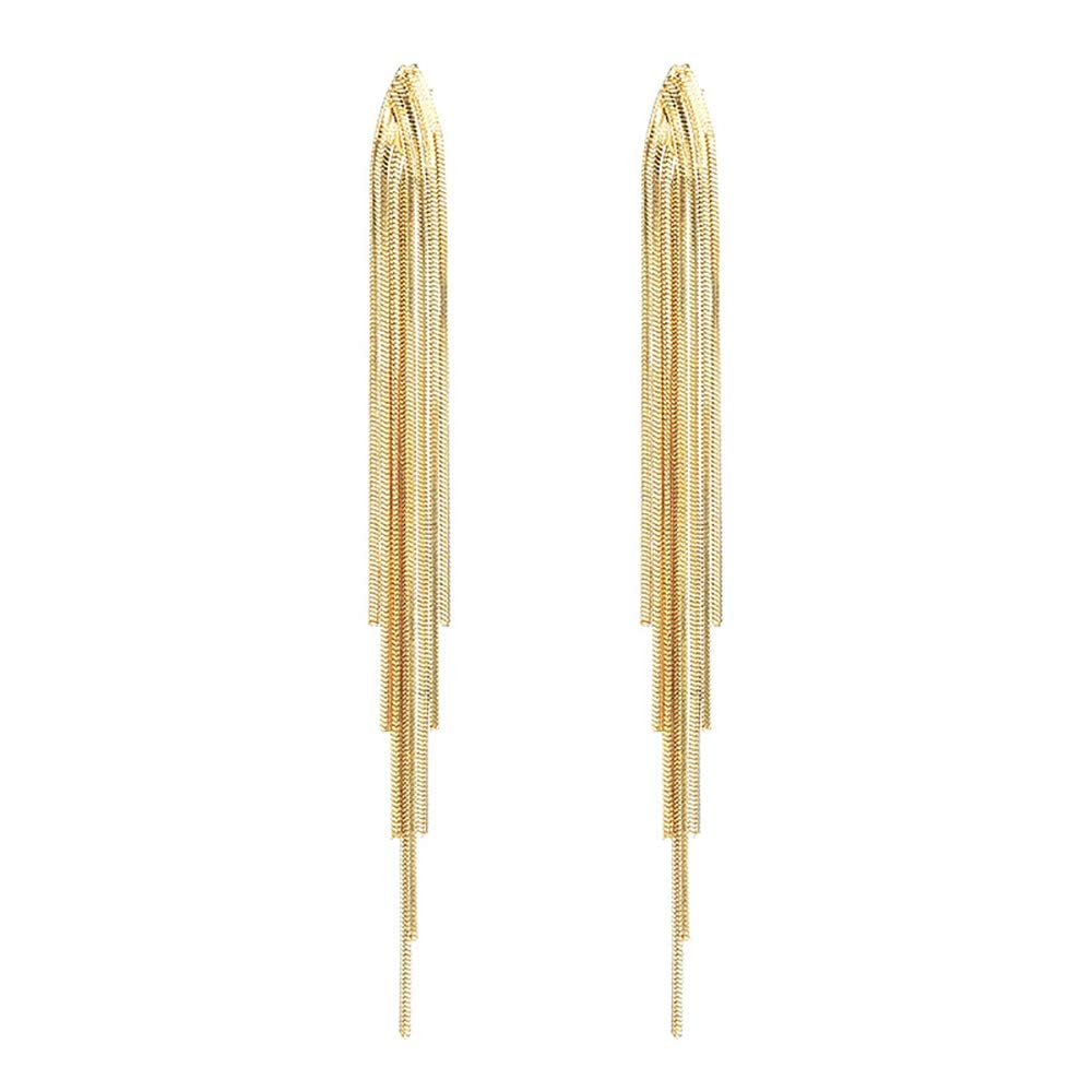 Long Chain Gold Tassel Earrings for Women Prom Statement Dangle Drop Earrings Elegant Formal Bridesmaid Bride Wedding Gifts