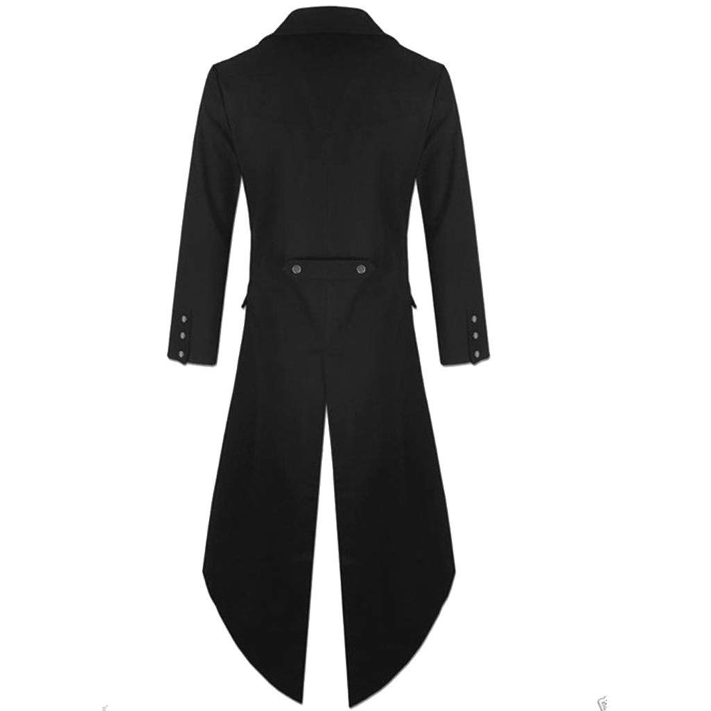 Men's Coat Tailcoat Jacket Gothic Frock Top Uniform Costume Praty Outwear Black
