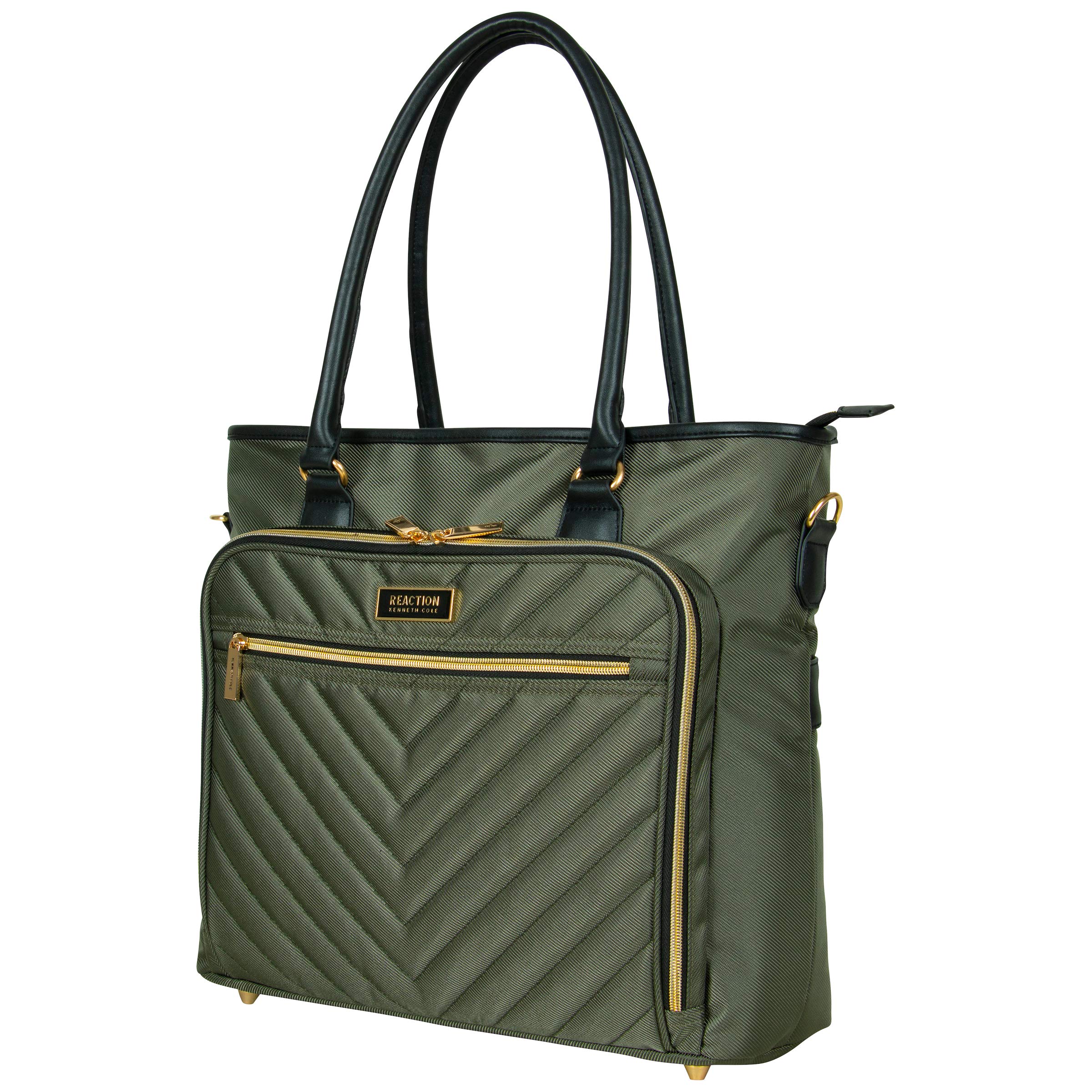 Kenneth Cole Reaction Chelsea Chevron 15" Laptop & Tablet Business Tote W/Removable Shoulder Strap, Olive