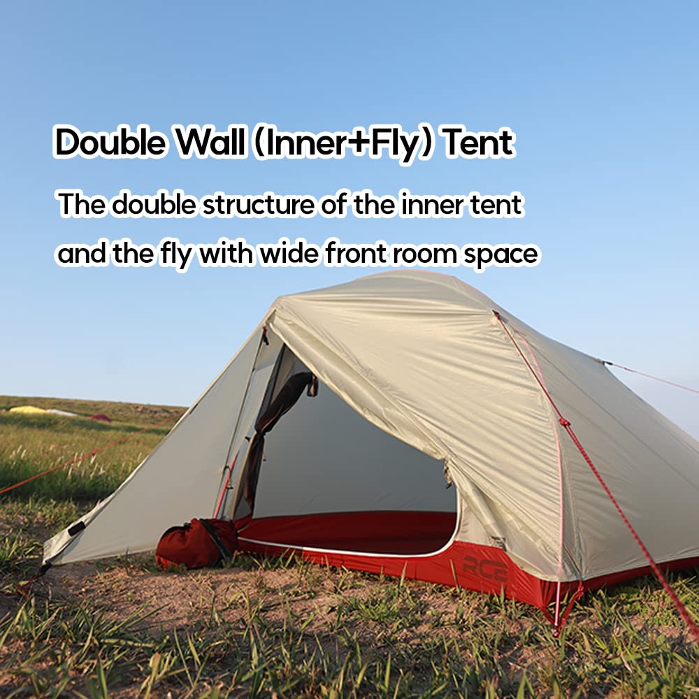 ROTICAMP Sierra Backpacking Tent 1-2person, Lightweight Compact, Waterproof and Windproof, Double Layers Hiking Mountaineering Outdoors