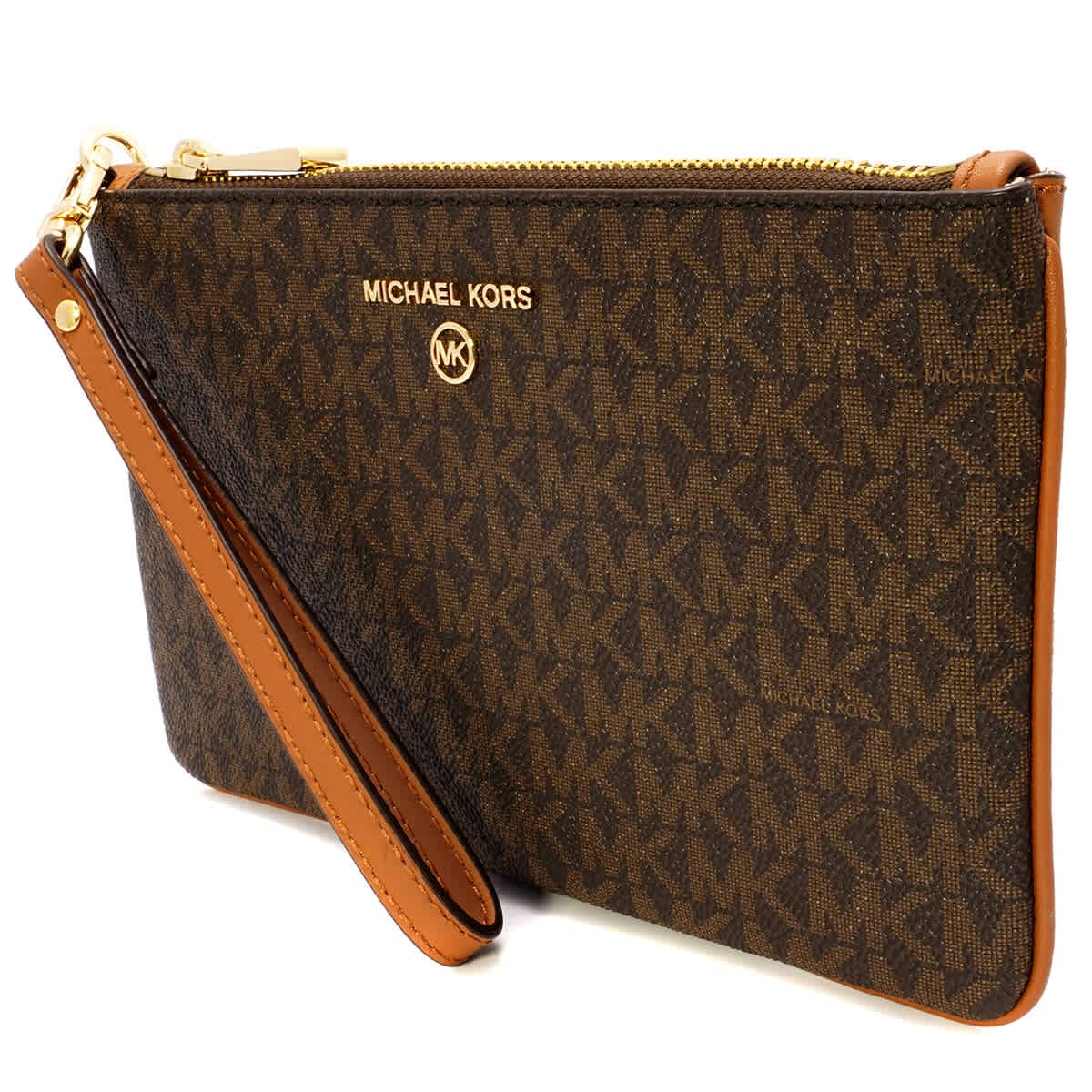 Michael Kors Jet Set Charm Medium Top Zip Wristlet Brown/Acorn One Size