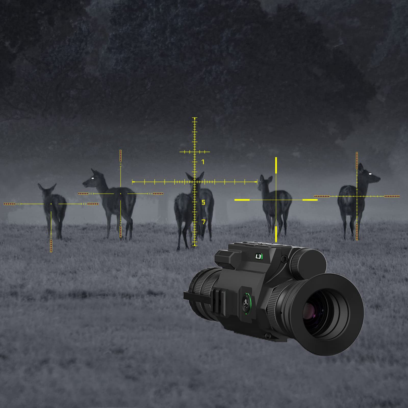 OWLNV Night Vision Digital Rifle Scope, HD Day & Night Hunting Riflescope Monocular with WiFi, Gyroscope&E-Compass, IR Illuminator 850nm, iOS & Android Apps Waterproof L3