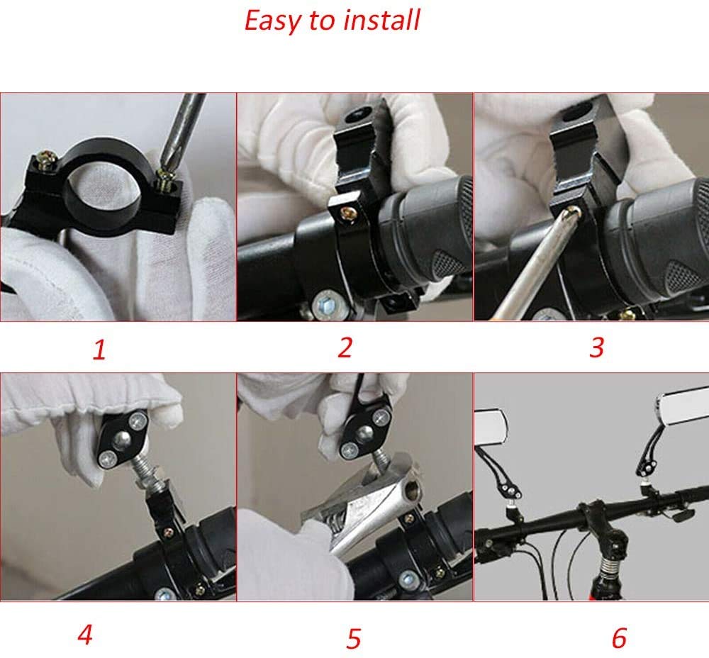 Mountain Bike mirror, 2 Pack Adjustable Handlebar Bicycle Cycling Rear View Glass Mirrors with Wide Angle for Mountain Road Bike Bicycle Electric Motorcycle(Black)