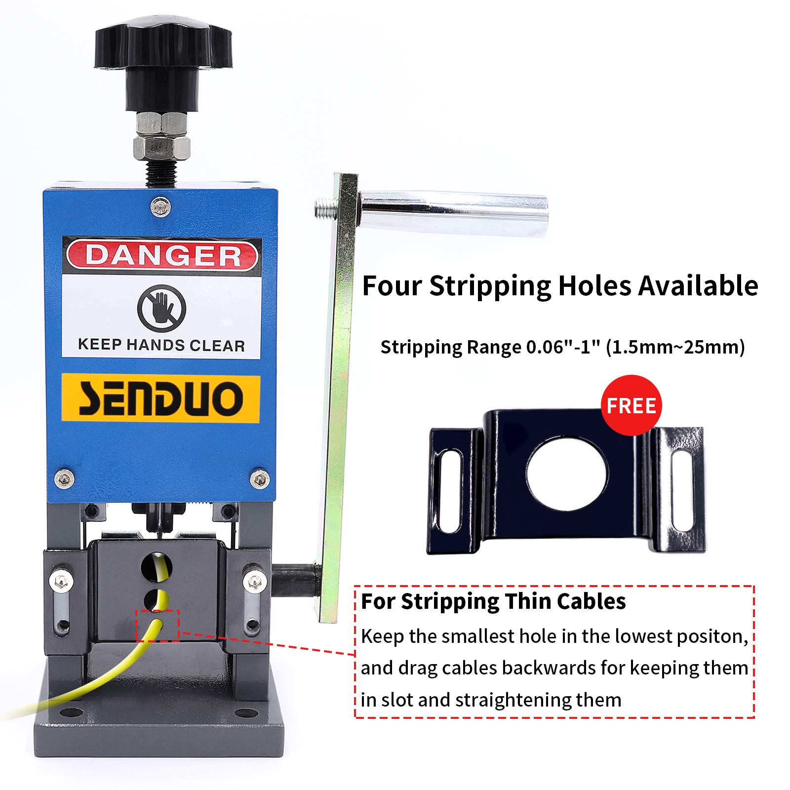 Manual Wire Stripper Machine 0.06"-1" Wire Stripping Machine 60ft/Min Cable Strippers For Recycling Scrap Copper Wire