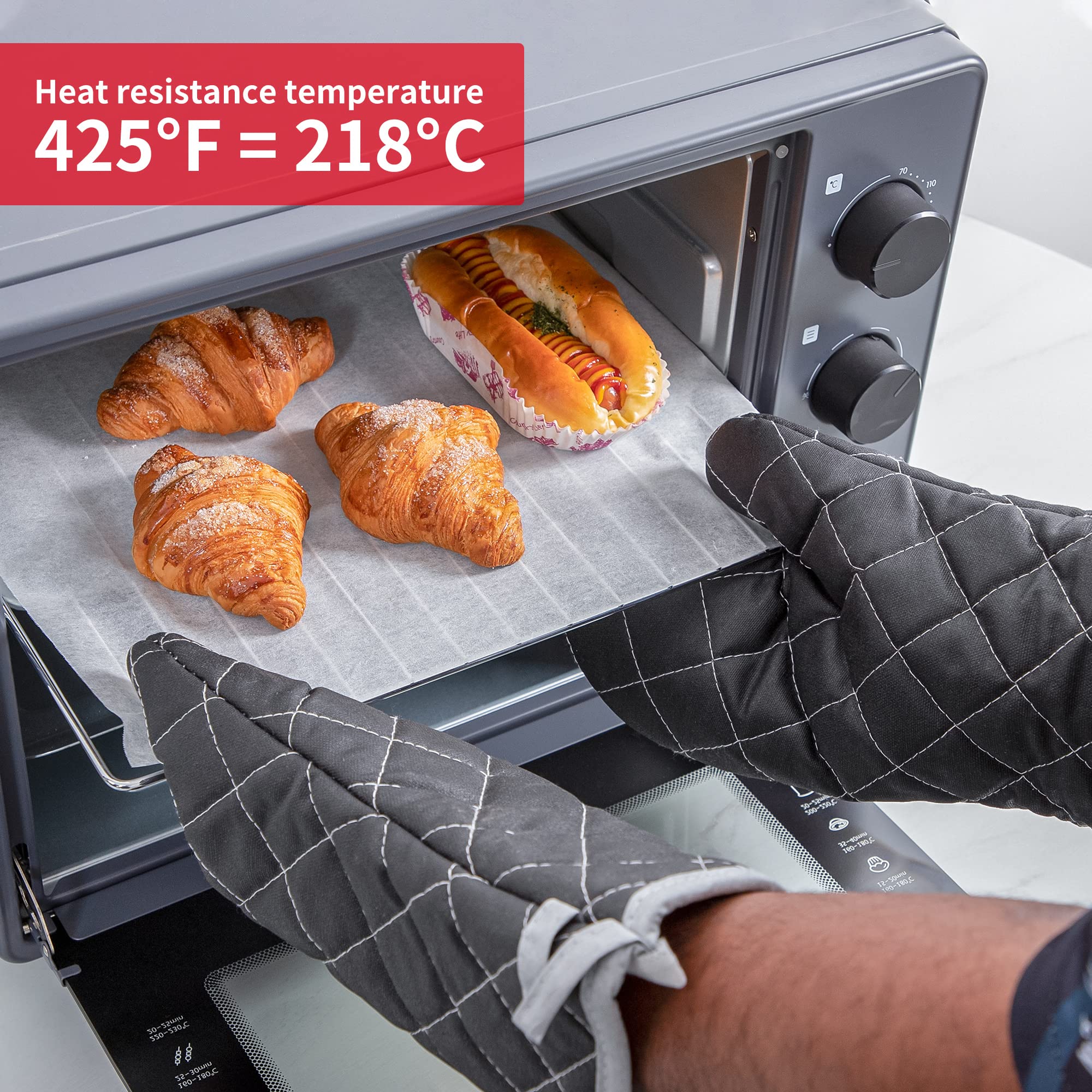Oven Mitts Flame Retardant Mitts Heat Resistant to 425° F 15 Inch Black Color 2-Pack