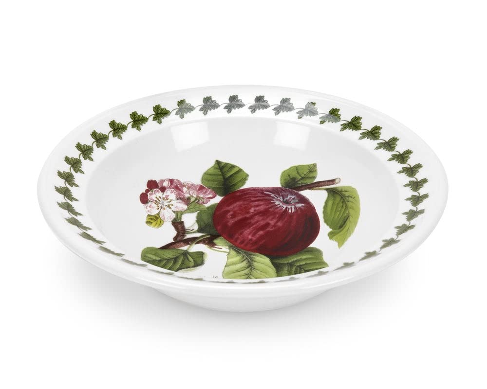 Portmeirion Pomona Collection | Set of 6 | Ceramic Dinnerware Dish Set | Microwave and Dishwasher Safe | Assorted Fruit Motifs | Made in England (Oatmeal/Soup Bowl)