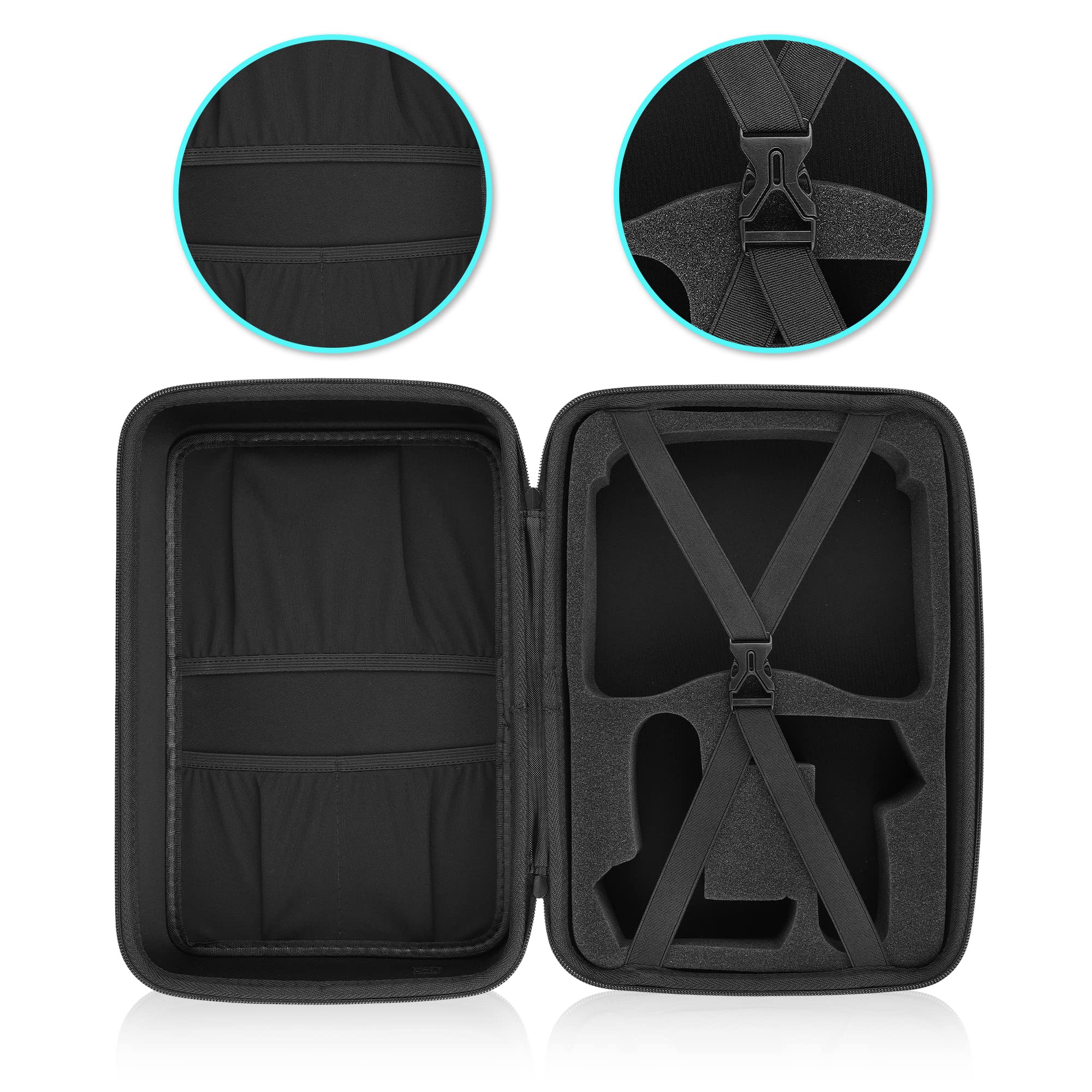 RHCOM Portable VR Storage Case Compatible with Oculus Quest 2 All-in-One VR Gaming Headset and Touch Controllers. with Silicone Face Cover, Lens Protector & Four Handheld Controller Silicone Cover