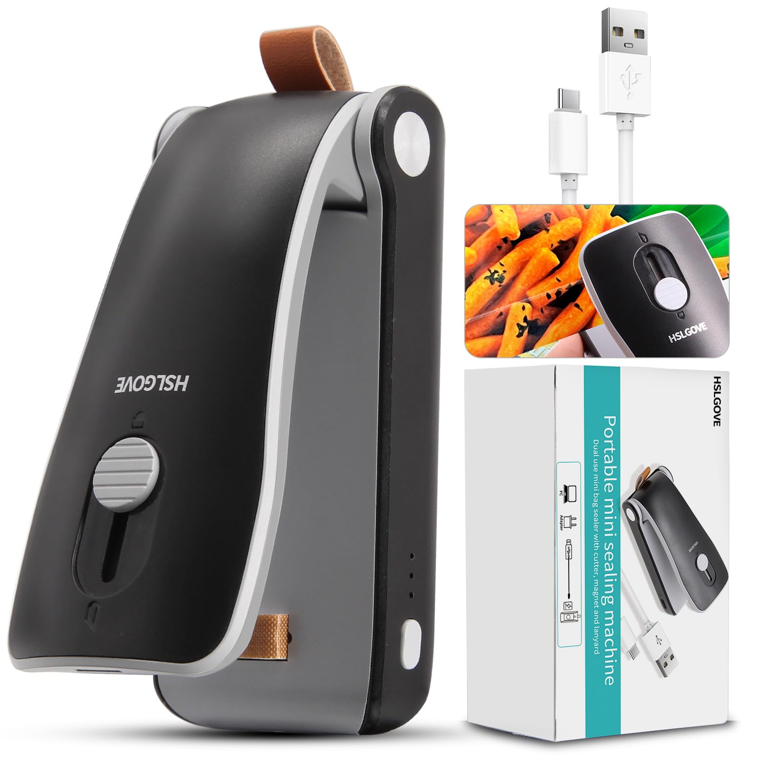 Mini Bag Sealer, USB Rechargeable Portable Bag Sealer Heat Seal with Cutter Heat Chip Bag Sealer