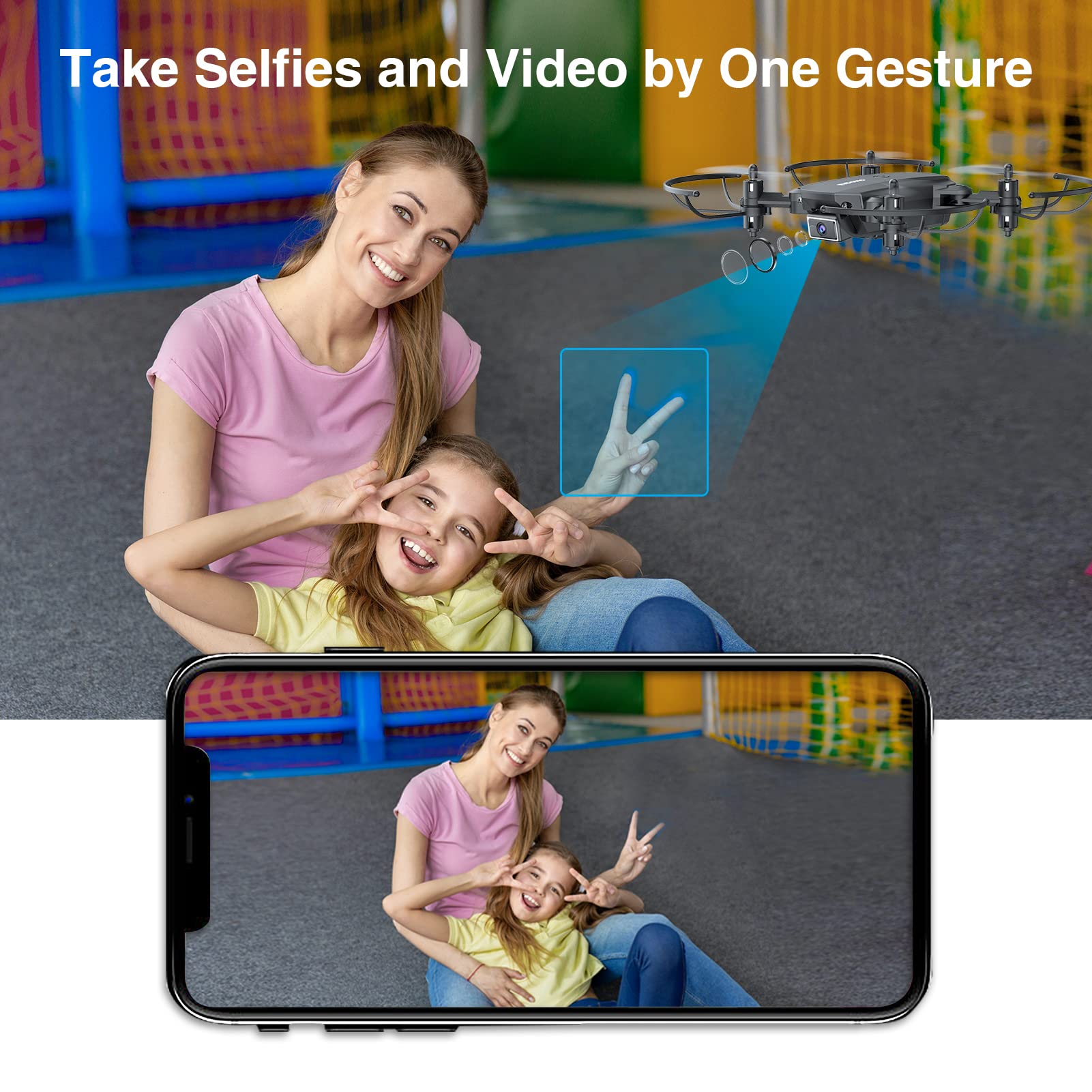 Mini Drone for Kids 8-12 with Camera - 1080P HD Foldable RC Drone for Beginners, Gesture Control, One Key Taking Off/Landing, Headless Mode, Altitude Hold, Trajectory Flight, 360° Flips, 3 Speed Modes