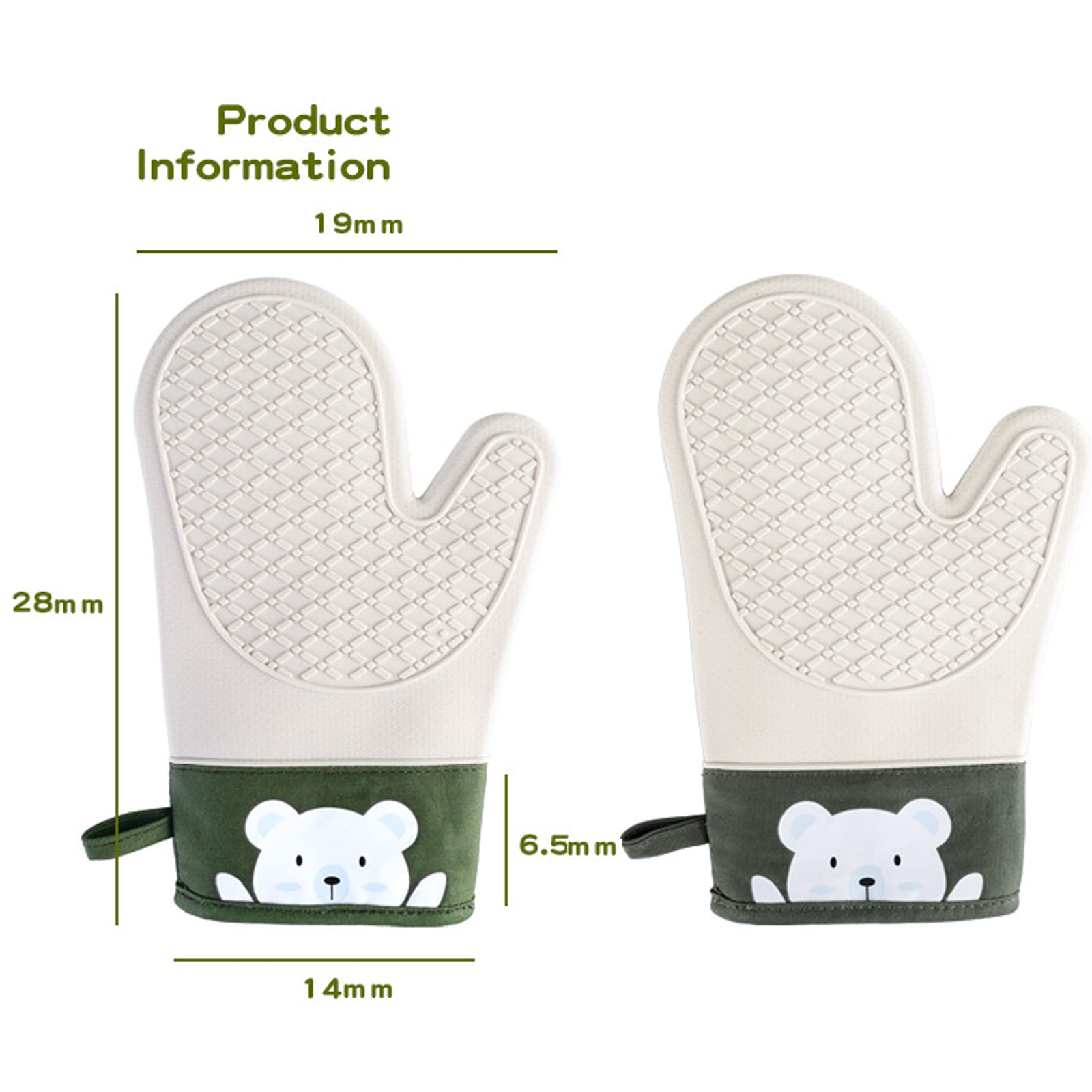 Oven Mitts Oven Gloves Silicone and The Inner Cotton Insulation Heat Resistant 500 Degree Kitchen Cooking Gloves