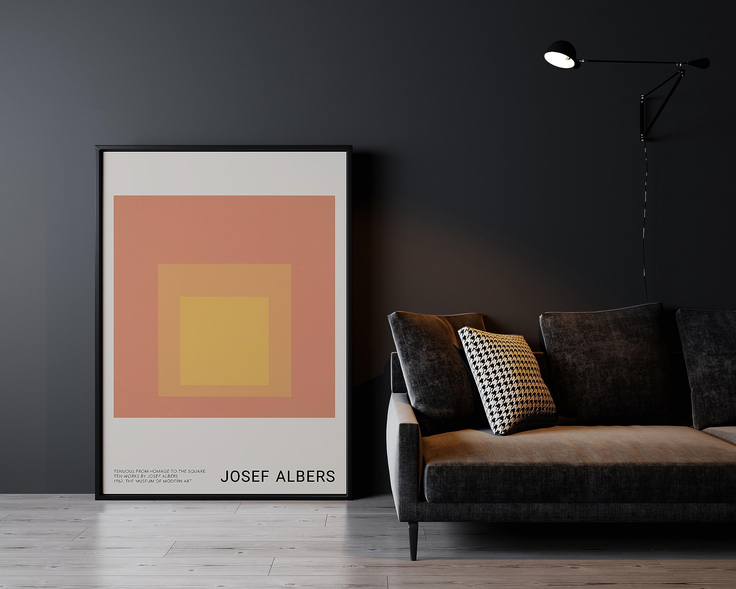Josef Albers Print, Coral Pink Abstract Geometric Wall Art, Minimalist Exhibition Poster, Modern Bauhaus Scandinavian Decor,