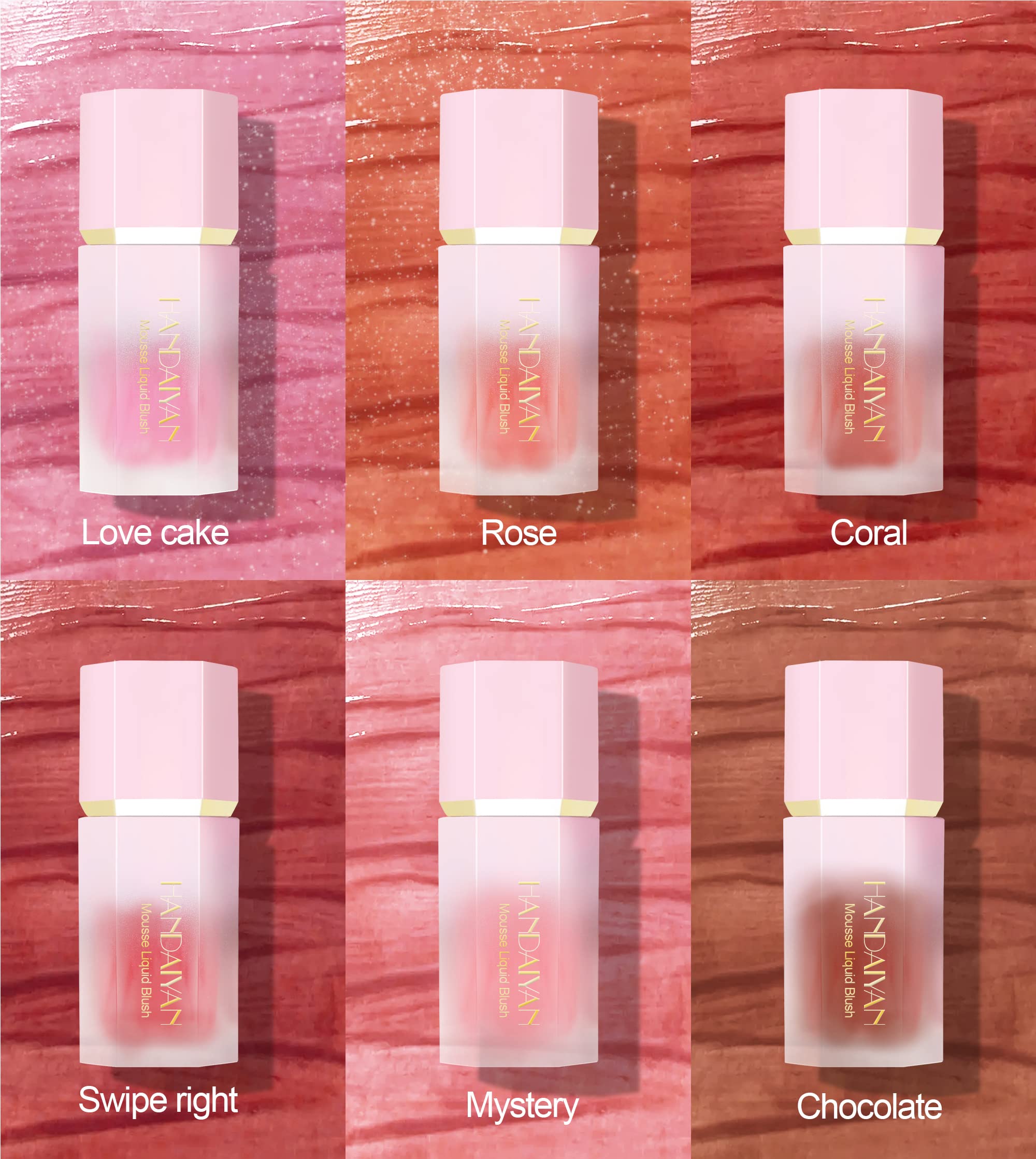 Mousse Liquid Blush, Liquid Blush Beauty Wand with Sponge Tip Easy to Apply for a Natural Radiant Look, Matte Silky Texture, Long-Lasting, Lightweight Blush Liquid Makeup (5# Mystery)