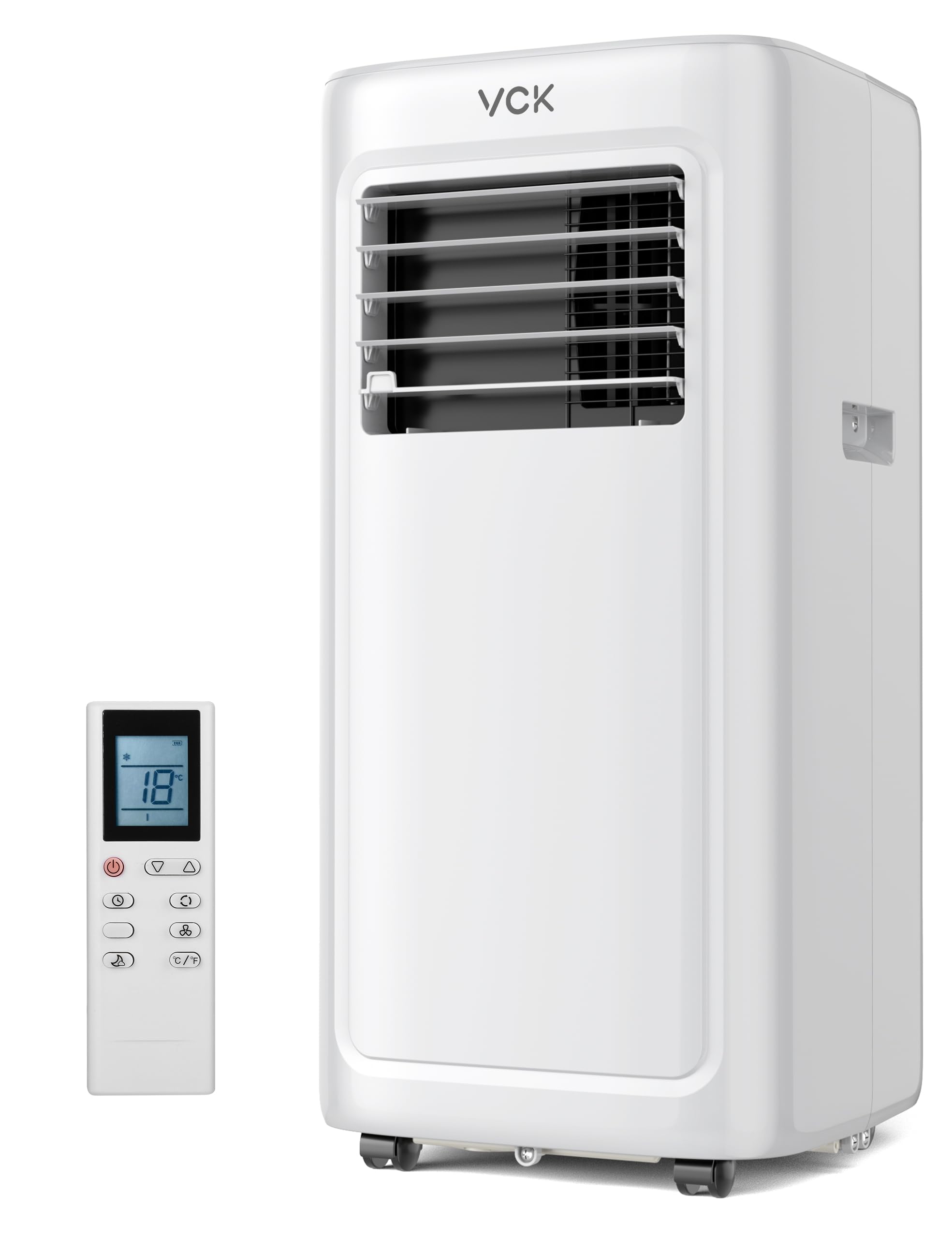 VCK Portable Air Conditioners,8000 BTU 4-in-1 AC Unit with Fan & Dehumidifier,Powerful Cools up to 350 sq.ft.with Side Handles& Casters,LED Display,48dB Quiet,Remote Control,Dehumidify,24H Timer