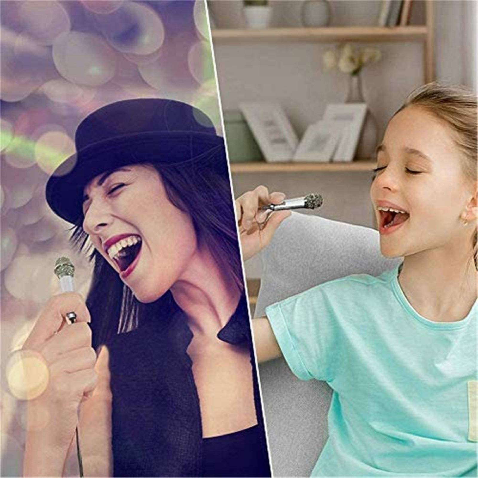 Mini Microphone,Singing Mic Equipment,Beautiful Vocal Quality,Mini Type Space Saving,Metal Frothing Process,3.5mm Audio Connector,Suitable for Laptop, iPhone, Android Phone(Blue)