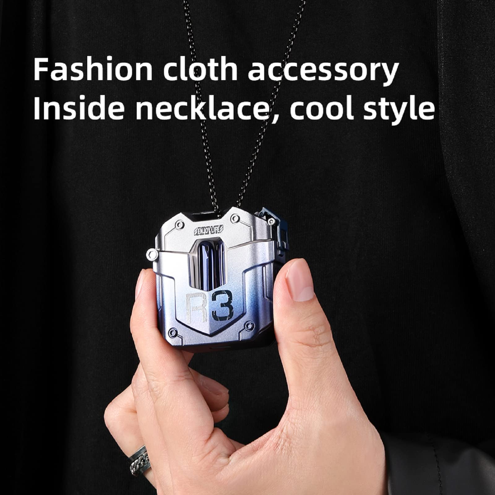 Xmenha True Wireless Earbuds Bluetooth 5.3 Metal in-Ear Headphones Gaming Cordless Ultra-Low Latency Cool Mecha Earphones TWS Stereo Ear Buds for iPhone Android PC (Winter-Blue)