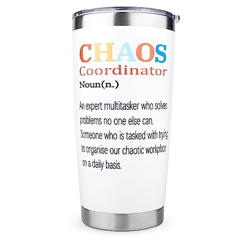 Moyel Thank You Gifts for Women 20Oz Travel Tumbler Cup Coffee Mug Chaos Coordinator Gifts for Her Birthday Christmas Inspirational Gifts for Mom Friends Female Teachers Coworkers Boss Nurse
