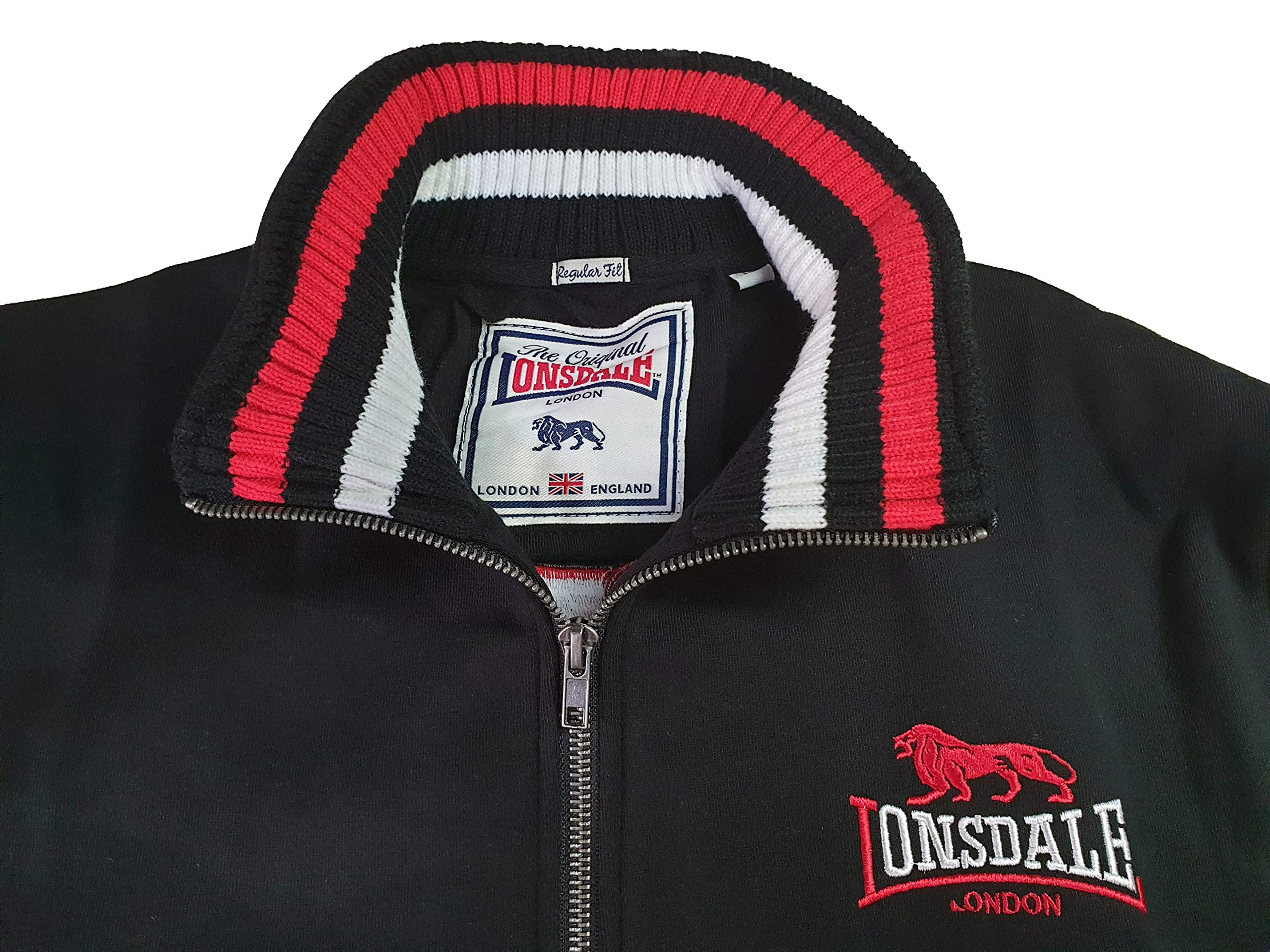 Lonsdale DOVER Black Zip Jacket Sweatshirt Regular Fit (X-Large (XL) Regular-Fit)