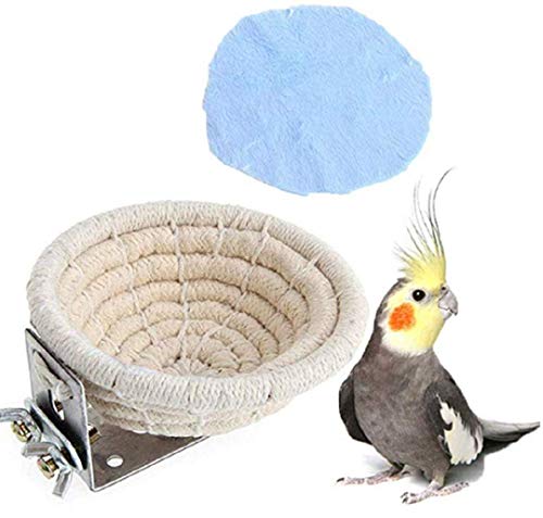 zmgmsmh Handmade Cotton Rope Bird Breeding Nest Bed for Budgie Parakeet Cockatiel Parakeet Conure Canary Finch Lovebird and Small Parrot Cage Hatching Nesting Box (Cotton Rope)