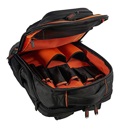Klein Tools 55456BPL Laptop Backpack / Tool Bag, Water Resistant Technician Backpack, Padded for 1-Inch Thick Laptop or Tablet, 25 Pockets