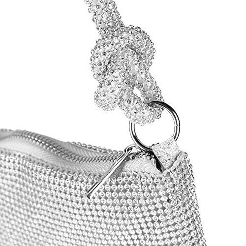 Rhint tch Bag Hobo Bag, Women Shiny Pue Evening Unrarm Shoulr Bags for Dinner Party Wedding