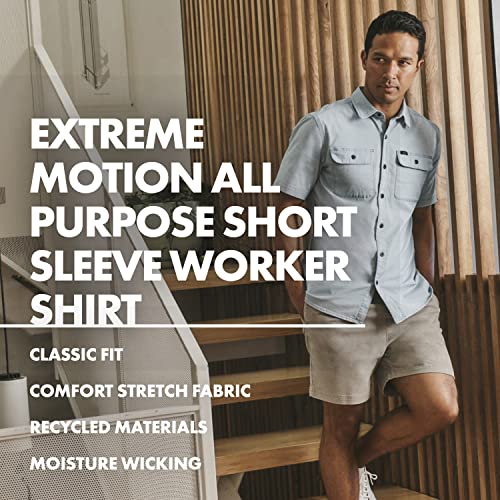 Lee Men's Extreme Motion All Purpose Classic Fit Short Sleeve Button Down Worker Shirt, Orchid Plaid