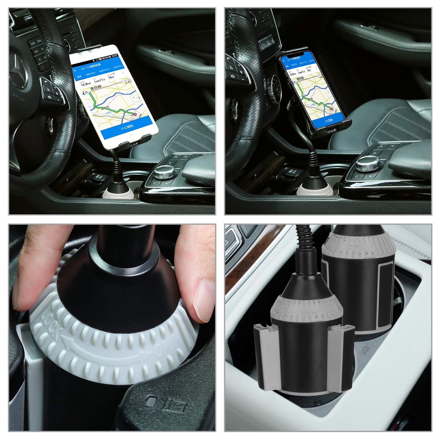 MiaodaM 360° Swivel Cup Holder Phone Mount Universal Adjustable Gooseneck Cup Holder Cradle Car Mount for Cell Phone iPhone 11/11 Pro/XR/XS/XS Max/iPad/iPod Electronics Devices from 4.7'' to 10.5''