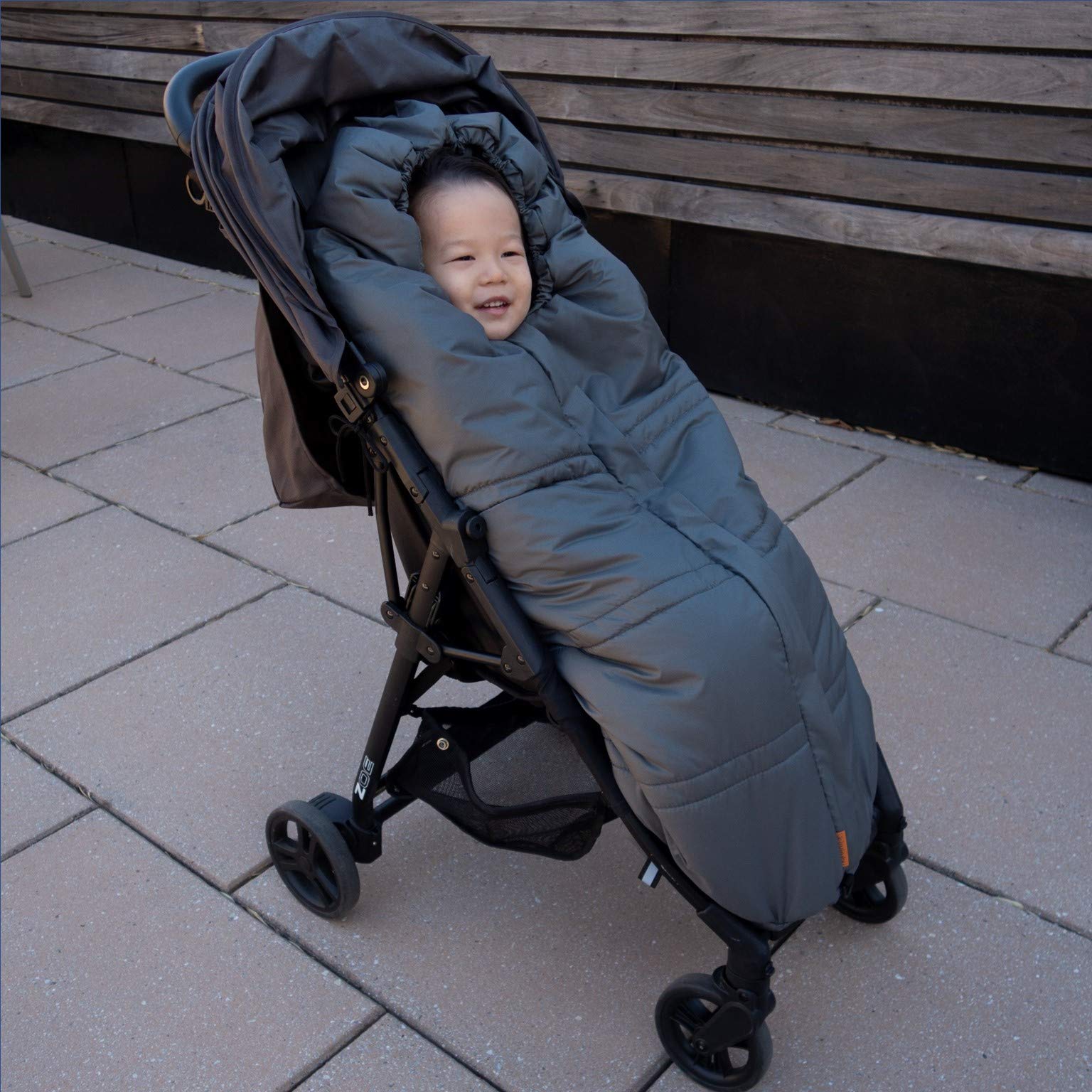 liuliuby Flex CozyMuff - Universal Footmuff with Adjustable Length and Hood - Bunting Bag for Stroller (Charcoal Gray)