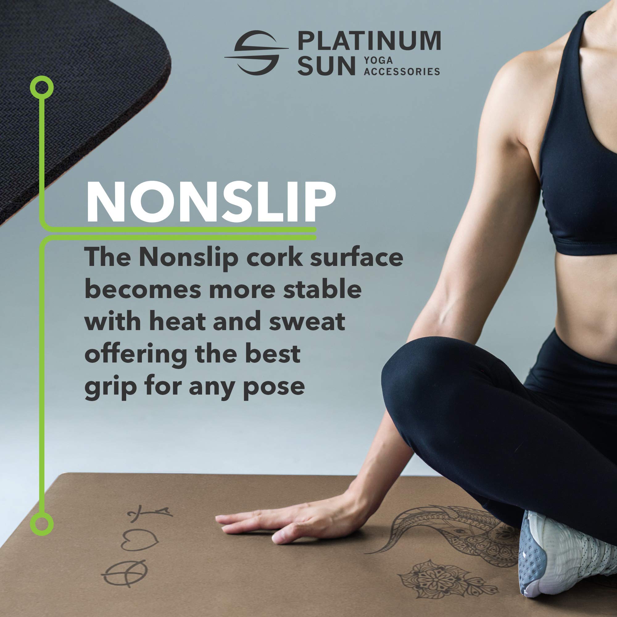 Luxury Cork Yoga Mat - Non Slip Soft Thick Long Wide Mats For Hot Yoga - Gemini (73" x 25" x 5mm)