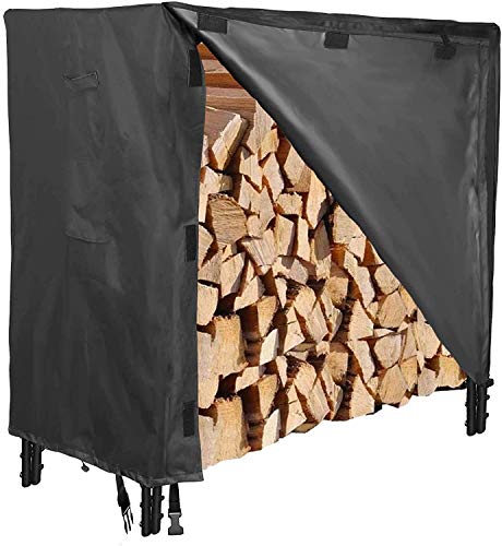 WWahuayuan 4Ft Firewood Log Rack Cover,600D Oxford Heavy Duty Outdoor All- Weather Outdoor Protection for Outdoor and Indoor Log Storage, Easy to Assemble to Assemble (4 Ft)