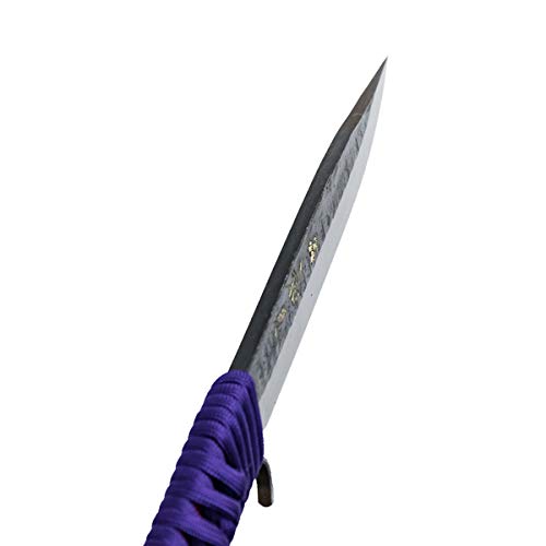 Kisaragi" Japanese Outdoor Knife 4.7" Aogami Steel Rope Hhandle, with Genuine Leather Case (4.7inch (120mm))