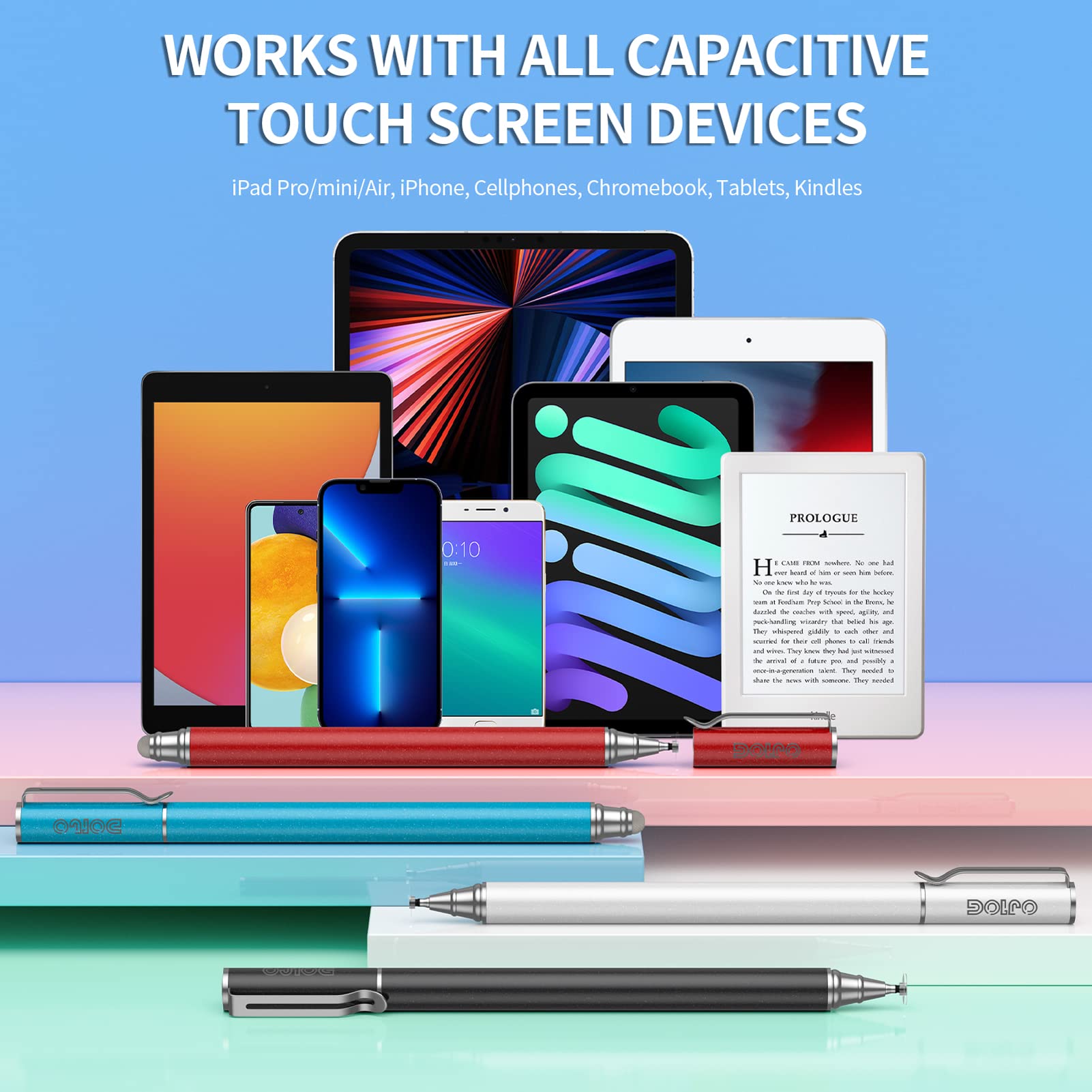 Stylus Pen for iPad (4 Pcs), Universal 2 in 1 Stylus Pens for Touch Screens iPad Pencil Compatible with Apple/iPhone/iPad/Pro/Air/Android/Tablet All Capacitive Touch Screens