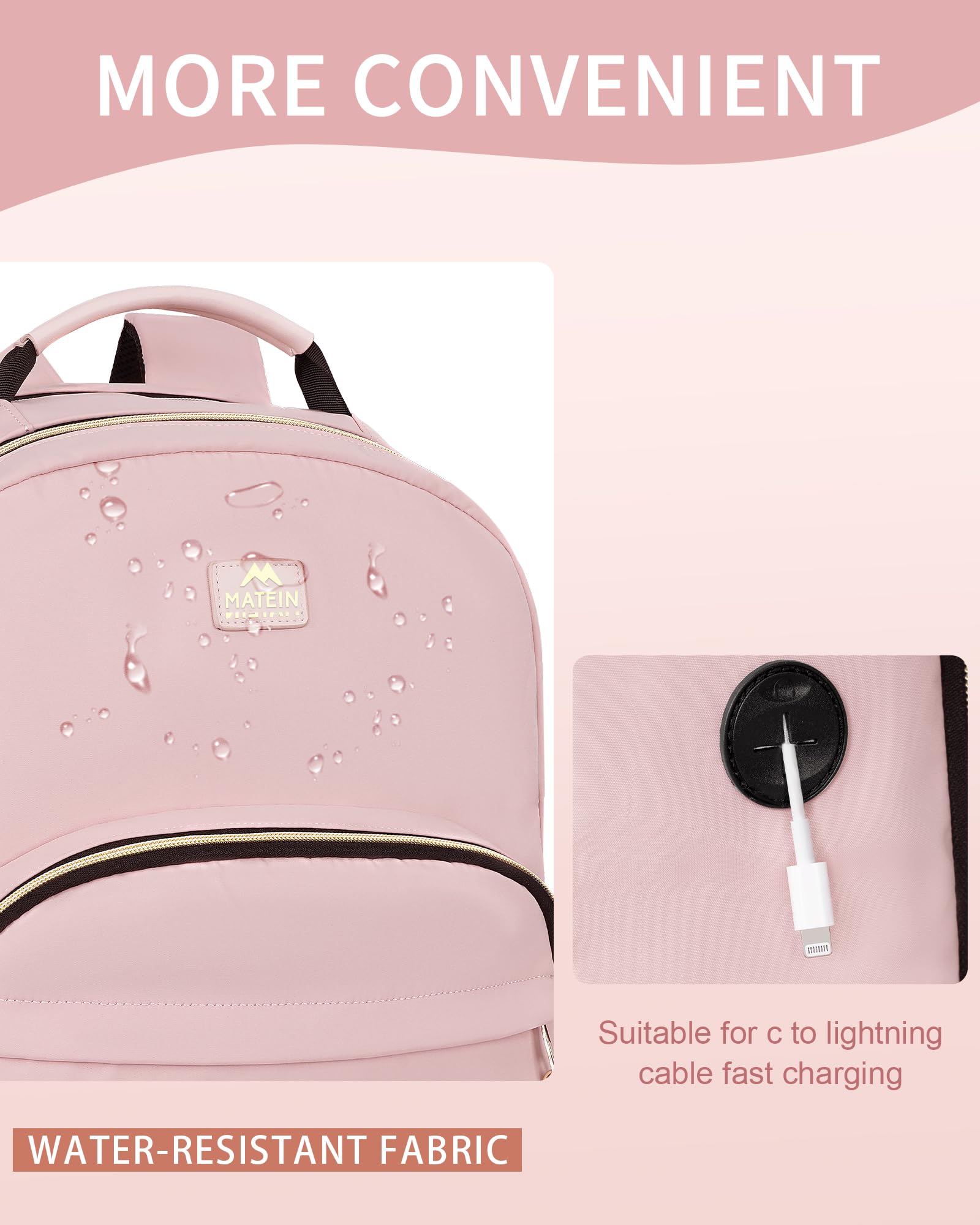 MATEIN 17 Inch Laptop Backpack for Women, Pink Travel Backpack Personal Item Size TSA Airline Approved with Luggage Strap & USB Charging Port, Water Resistant Extra Large Computer Bag for Nurse Work